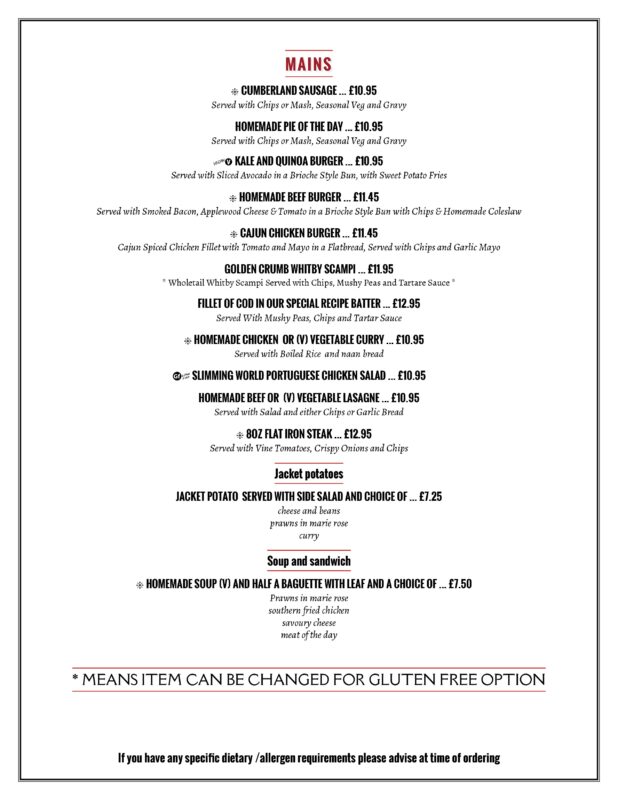 Main Menu - Crown Inn