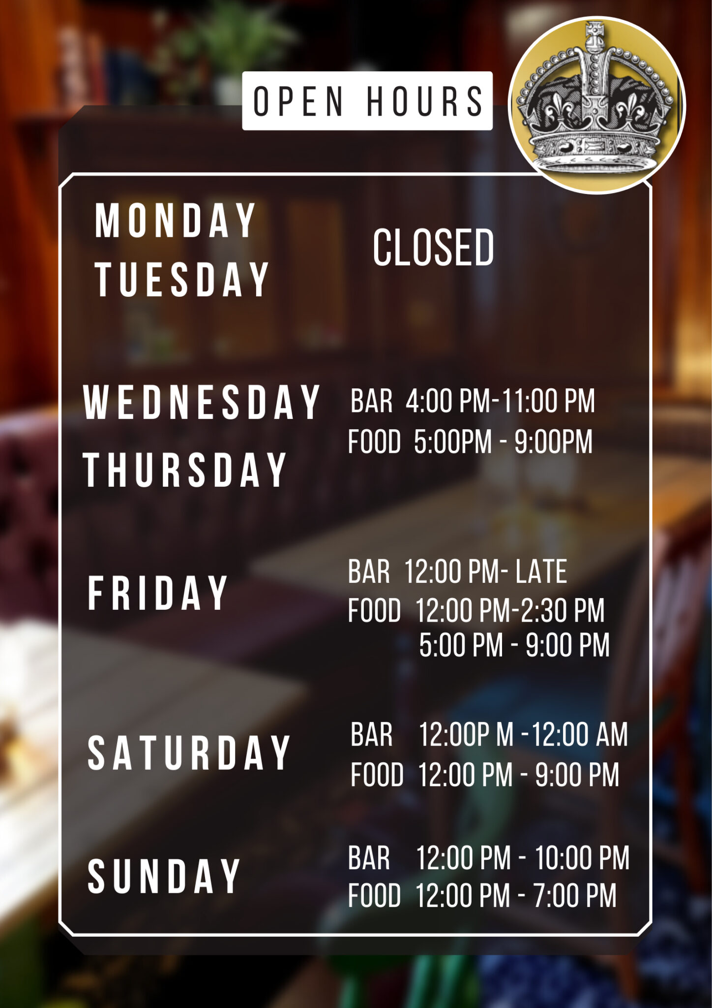 Main Menu - Crown Inn